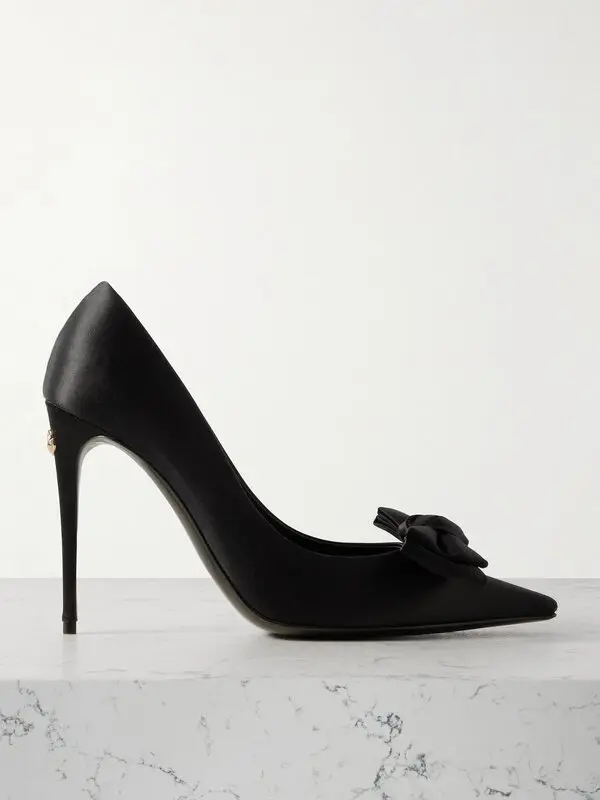 Dolce & Gabbana Bow-embellished Satin Pumps - Black