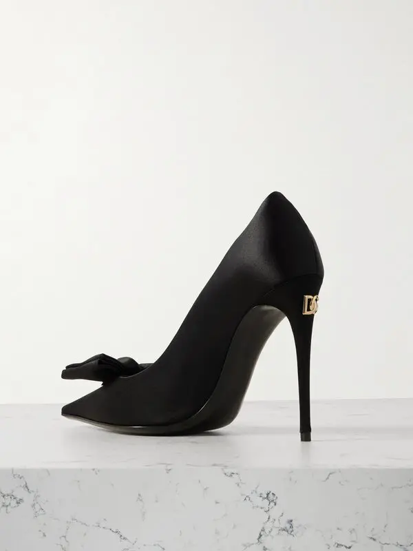 Dolce & Gabbana Bow-embellished Satin Pumps - Black