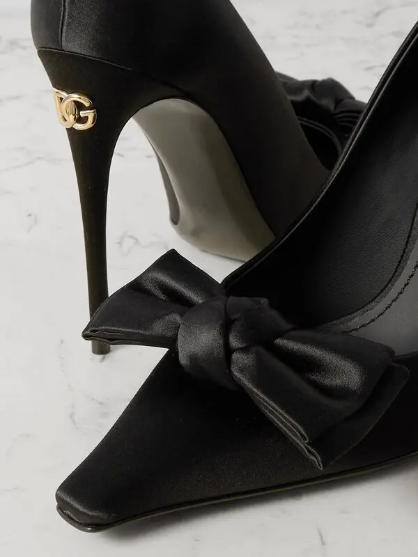 Dolce & Gabbana Bow-embellished Satin Pumps - Black