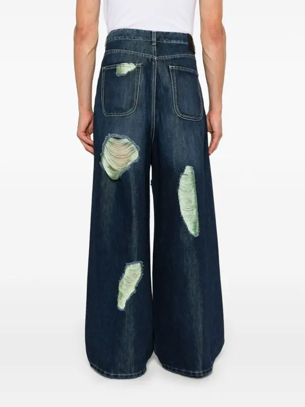 Off-White Shiny Shredded Wide Jeans
