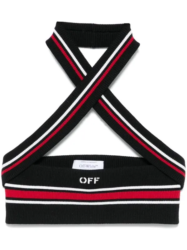Off-White Crossover-straps Cropped Top - Black