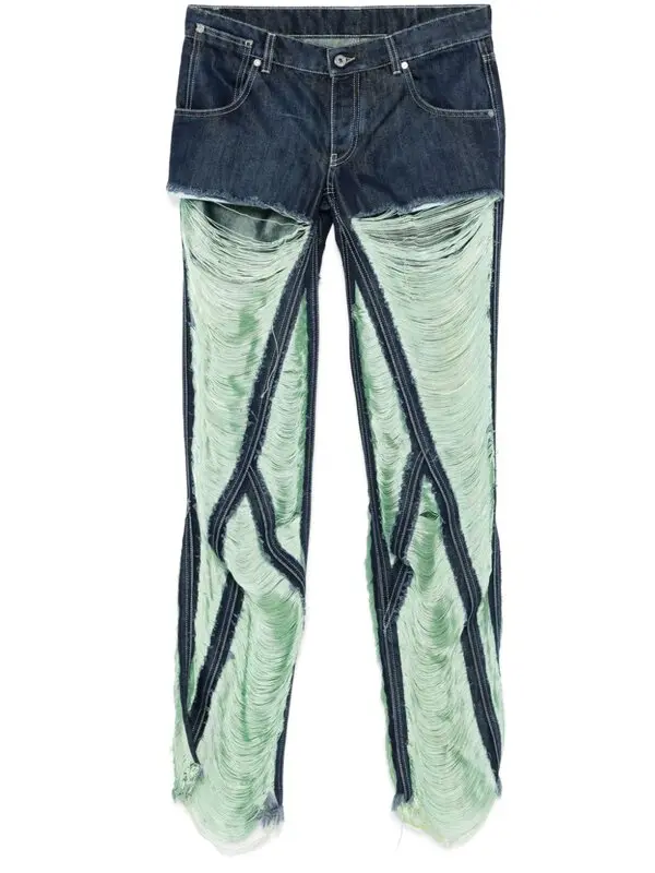 Off-White Shredded Jeans - Blue