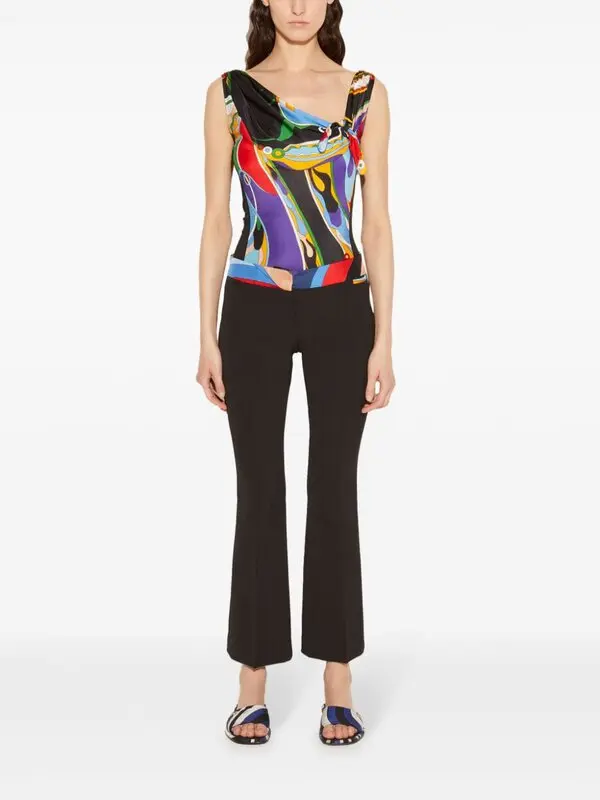 Emilio Pucci Abstract-print Trim Cropped Trousers