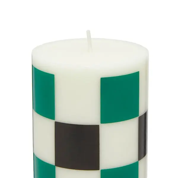 HAY Column Candle Medium - Off-white/green/black Check