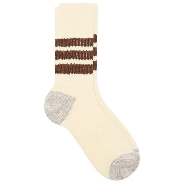 ROTOTO Coarse Ribbed Old School Crew Sock - Brown