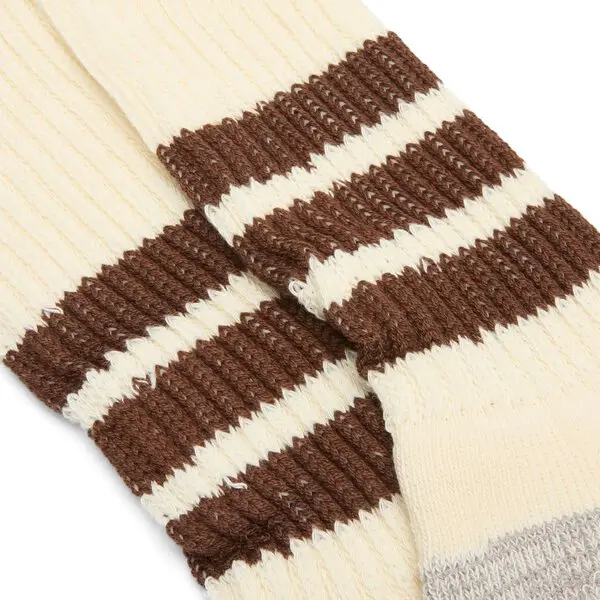 ROTOTO Coarse Ribbed Old School Crew Sock - Brown