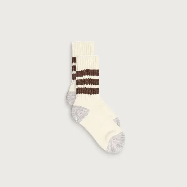 ROTOTO Coarse Ribbed Old School Crew Sock - Brown