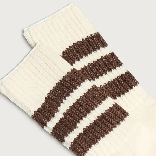 ROTOTO Coarse Ribbed Old School Crew Sock - Brown