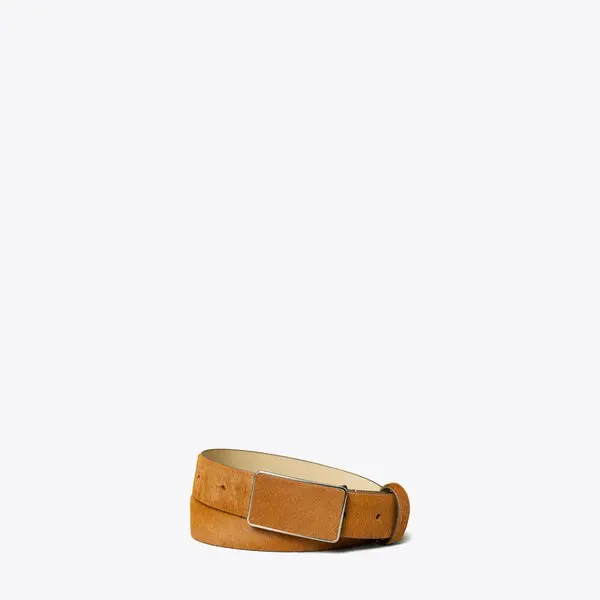 Tory Burch Plate Leather Belt - Mandorla