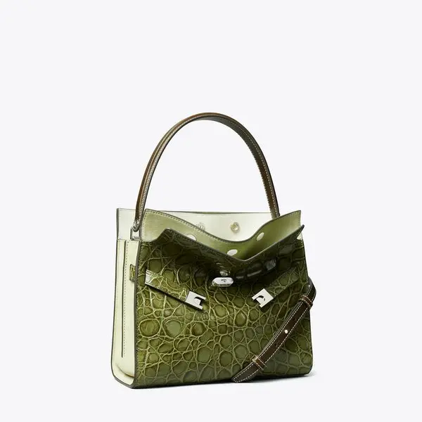 Tory Burch Small Lee Radziwill Croc-embossed Double Bag