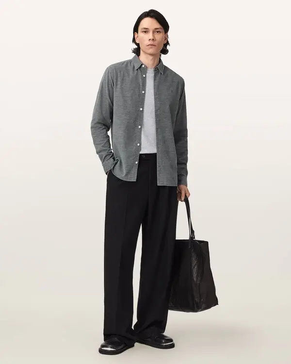 ALLSAINTS Lorella Textured Ramskull Shirt - Grey