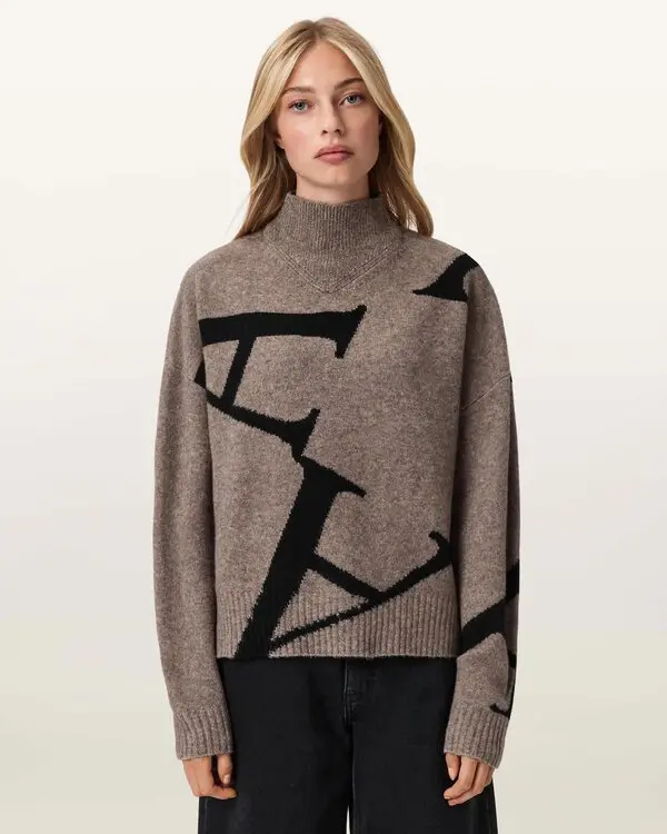 ALLSAINTS Star Wool Blend Sweater - Brown/black
