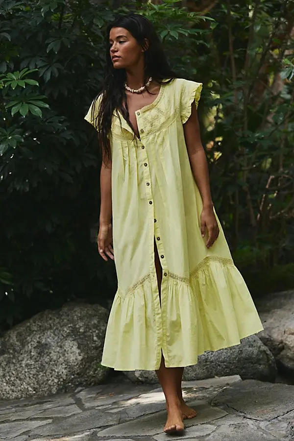 Free People Aster Midi Dress - Chardonnay
