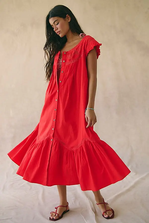 Free People Aster Midi Dress - Cherry Tomato