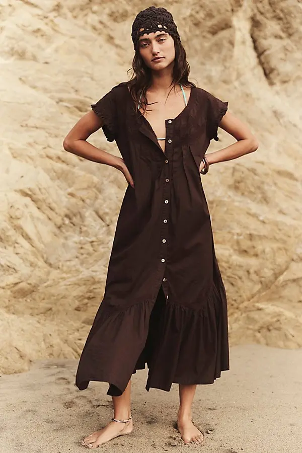 Free People Aster Midi Dress By - Double Espresso