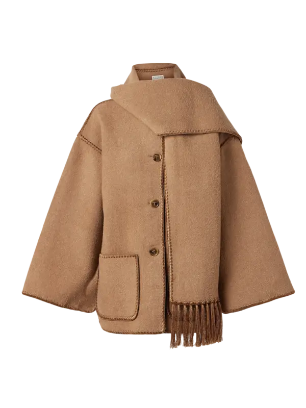 TOTEME Draped Fringed Wool-blend Bouclé Jacket