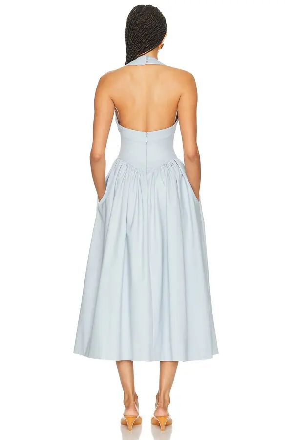HELSA Faille Halter Midi Dress - Pale Blue