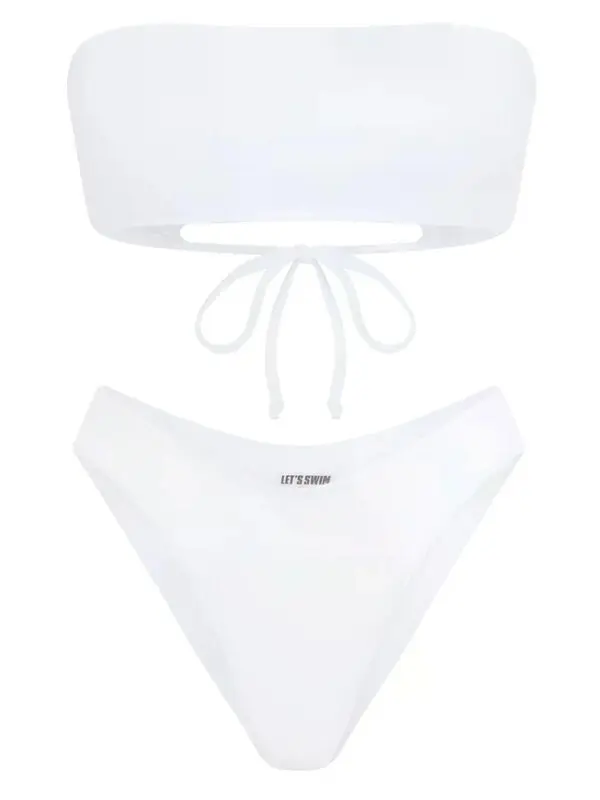 LET'S SWIM Bandeau Bikini Top - White