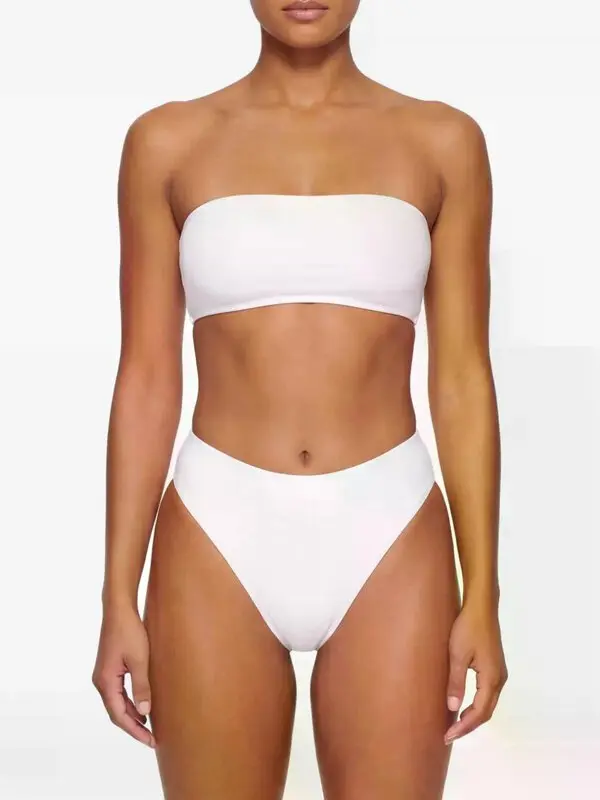 LET'S SWIM Bandeau Bikini Top - White