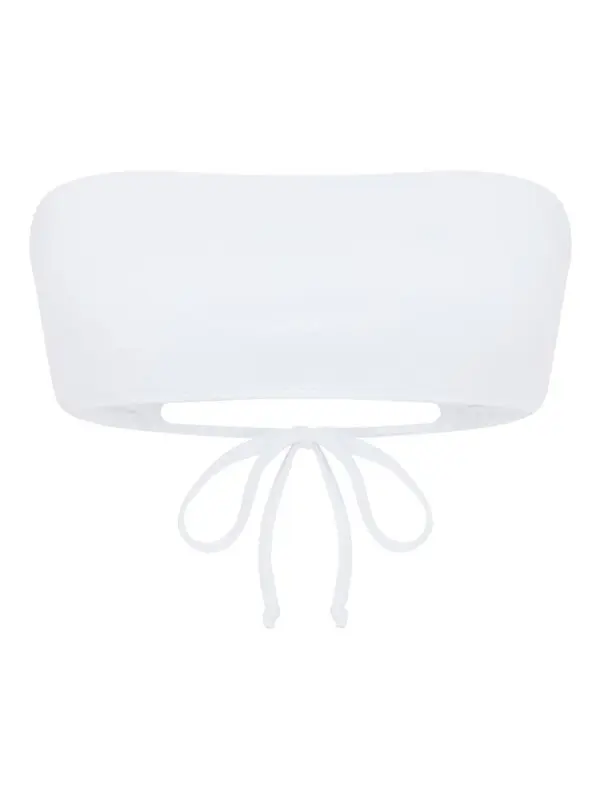 LET'S SWIM Bandeau Bikini Top - White