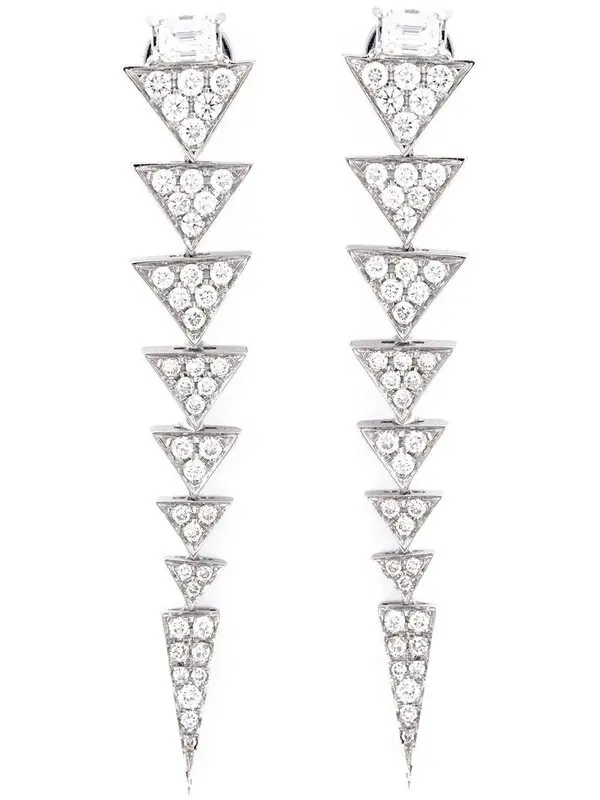 Nikos Koulis Diamond Triangle Drop Earrings - Metallic
