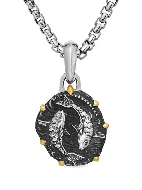 David Yurman 18kt Yellow Gold And Sterling Pisces Amulet - Silver