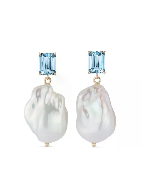 Mateo 14k Yellow Topaz And Baroque Pearl Drop Earrings - Gold