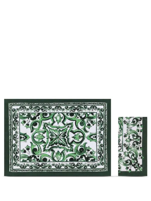 Dolce & Gabbana Maiolica-print Placemat And Napkin - Green