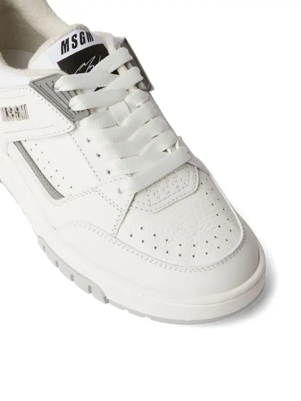 MSGM Logo-debossed Leather Sneakers