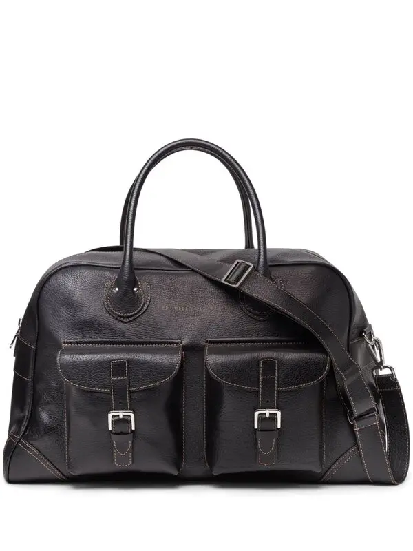 Brunello Cucinelli Leather Weekender Bag - Black
