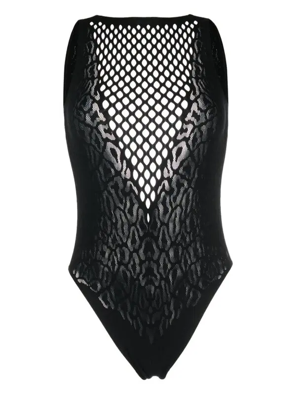 Roberto Cavalli Leopard-print Open-back Swimsuit - Black