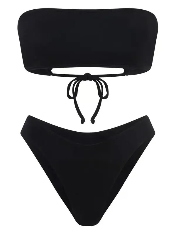 LET'S SWIM Bandeau Bikini Top - Black