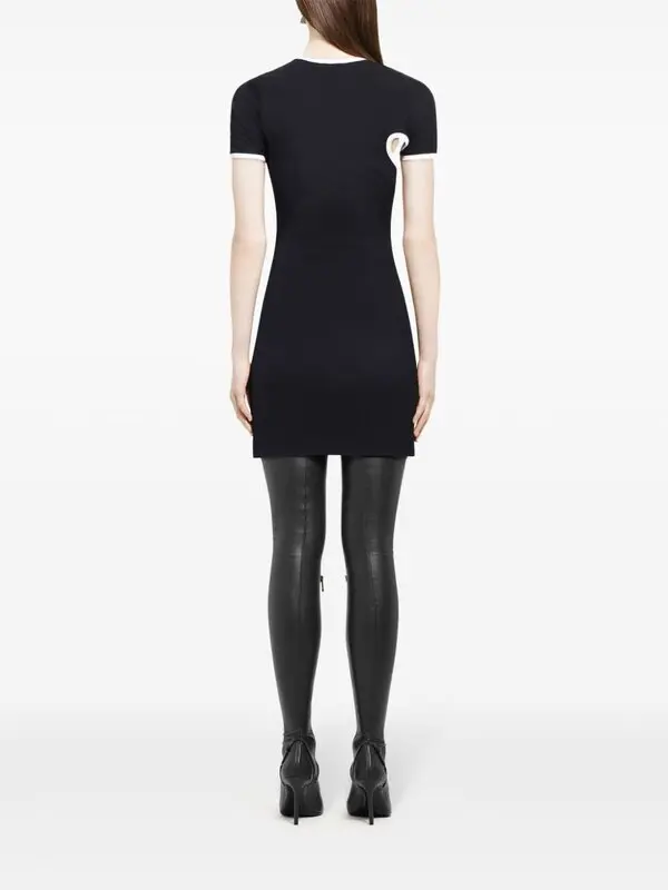 COURREGES Asymmetric-neck Mini Dress - Black