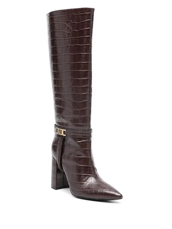 TWINSET 100mm Croc-effect Knee-high Boots