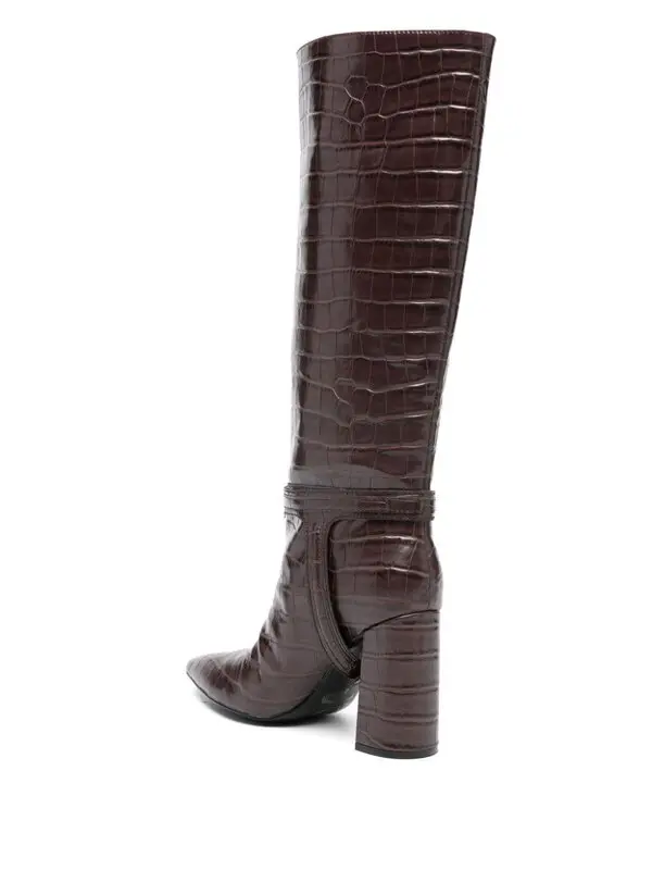TWINSET 100mm Croc-effect Knee-high Boots