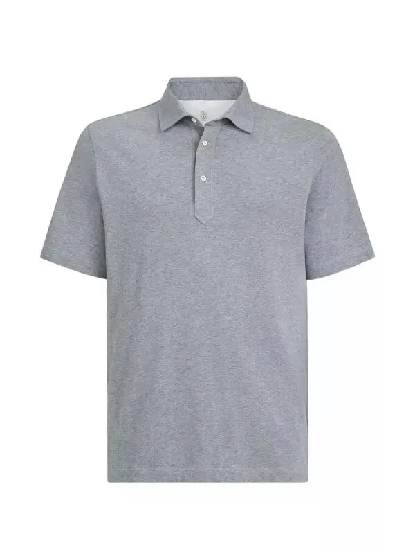 Brunello Cucinelli Cotton Jersey Polo With Shirt-style Collar - Grey