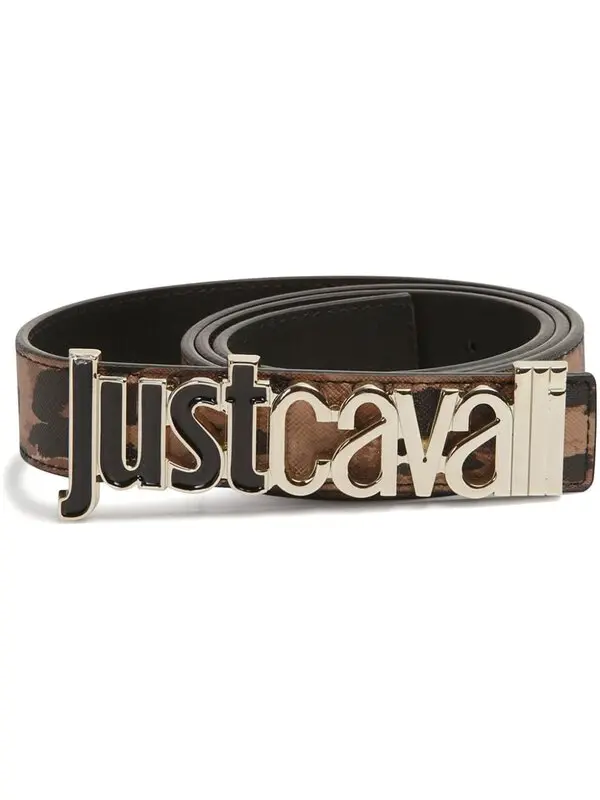 Roberto Cavalli Logo-Buckle Leather Belt - Brown | Editorialist display picture 1