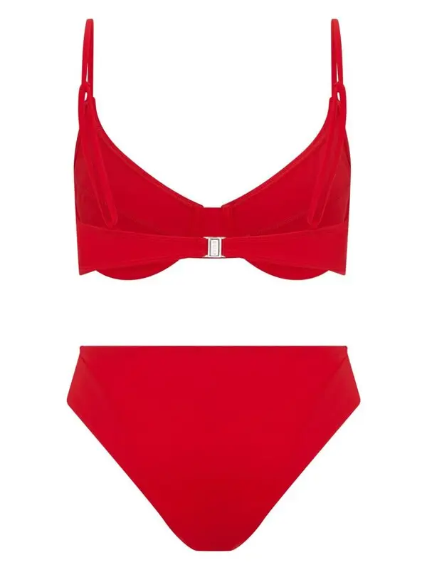 LET'S SWIM Wired Bralette Bikini Top - Red