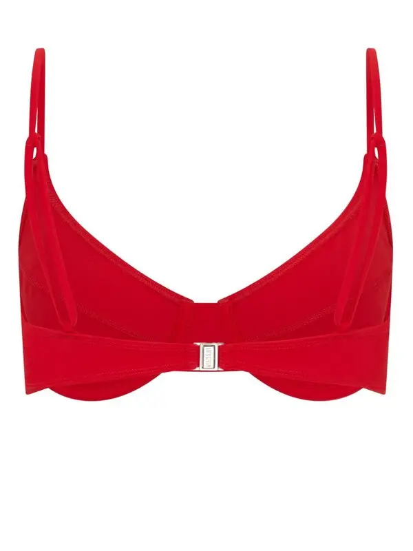 LET'S SWIM Wired Bralette Bikini Top - Red
