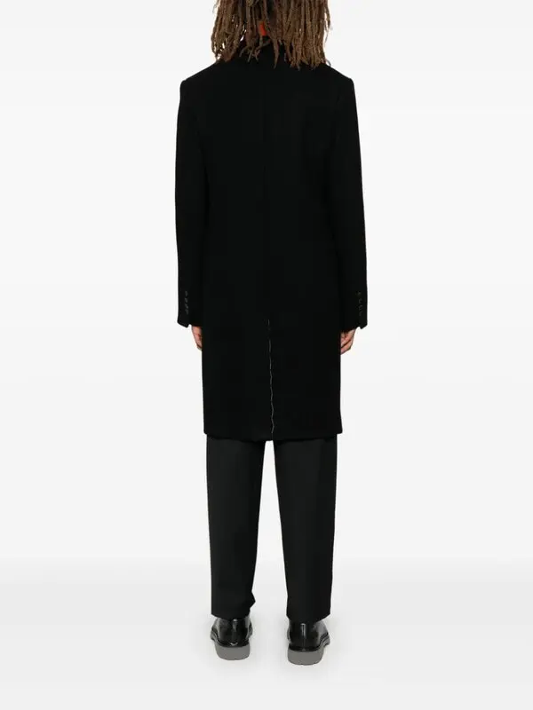 Ami Single-breasted Felted Coat - Black