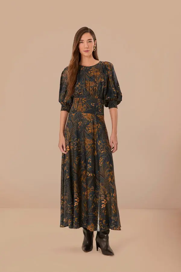 Farm Rio Dotted Forest Maxi Dress