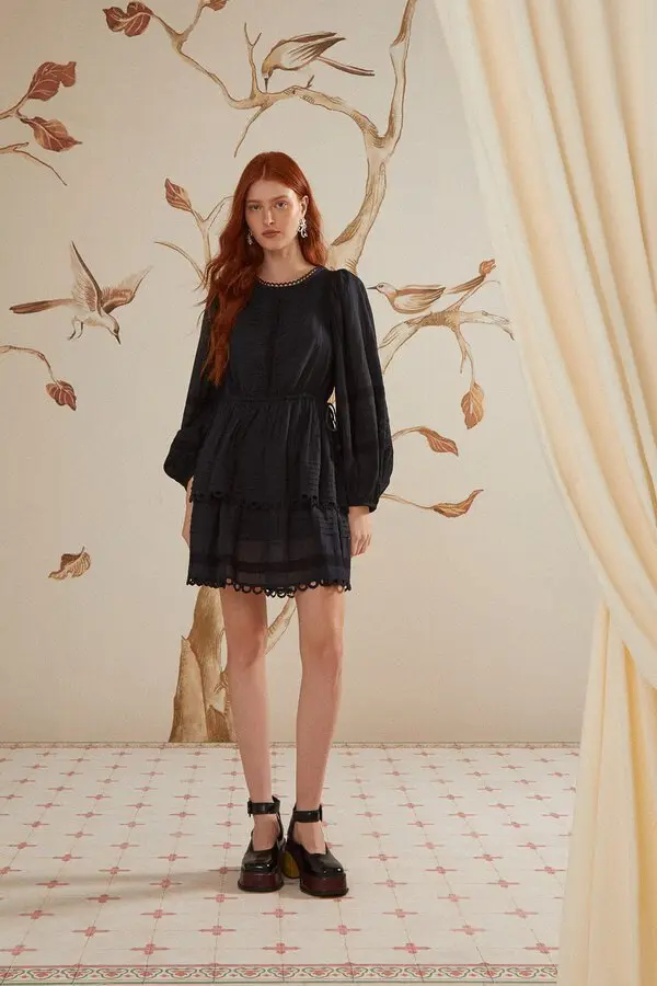 farm rio black mini dress Latina Scarf Black Mini Dress by Farm Rio