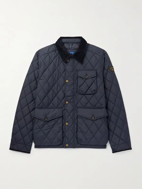 Polo Ralph Lauren Beaton Cotton-corduroy Trimmed Padded Quilted Recycled-shell Jacket - Blue
