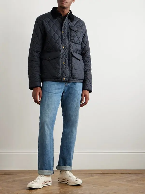 Polo Ralph Lauren Quilted Jacket With Corduroy Trim - Blue
