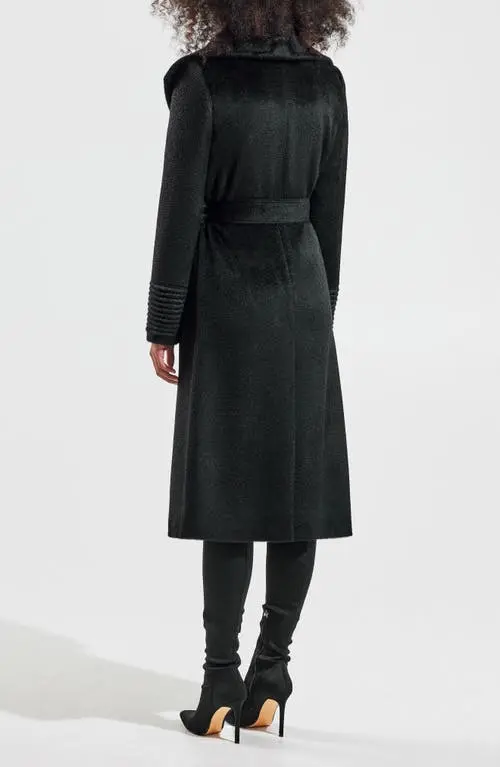 Sentaler Shawl Collar Alpaca & Wool Longline Wrap Coat - Black