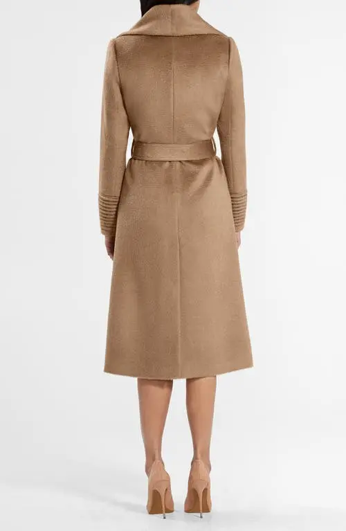 Sentaler Shawl Collar Alpaca & Wool Longline Wrap Coat - Dark Camel