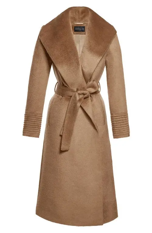 Sentaler Shawl Collar Alpaca & Wool Longline Wrap Coat - Dark Camel