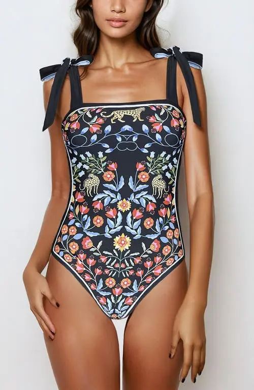 JESSIE ZHAO NEW YORK Night Imagination Reversible One Piece Swimsuit - Black