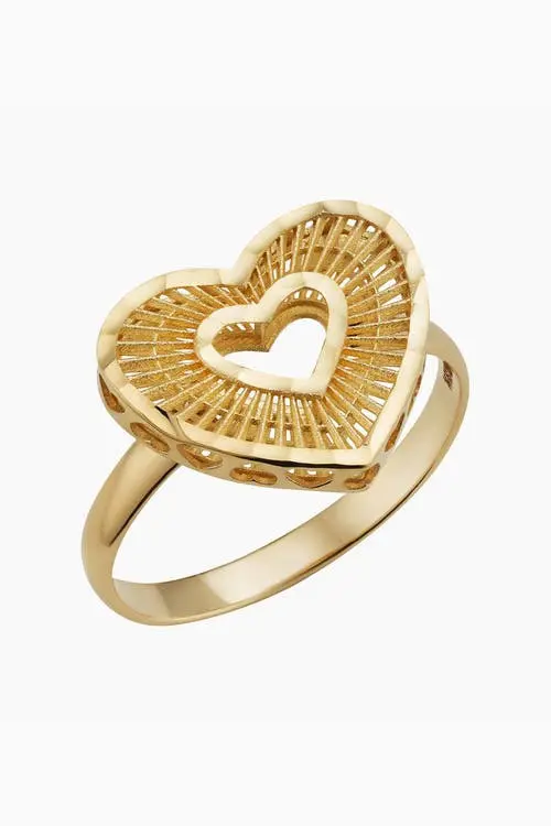 ORADINA 14k Gold Icon Heart Ring - Yellow Gold