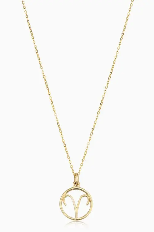 ORADINA 14k Gold Zodiac Pendant Necklace - Aries